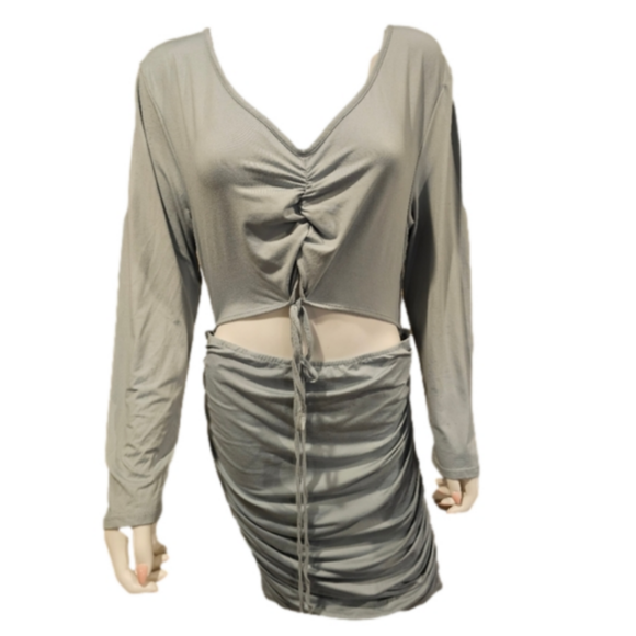 Source Unknown | Dresses | Cutout Midriff Ruched Sides Midi Dress Size ...